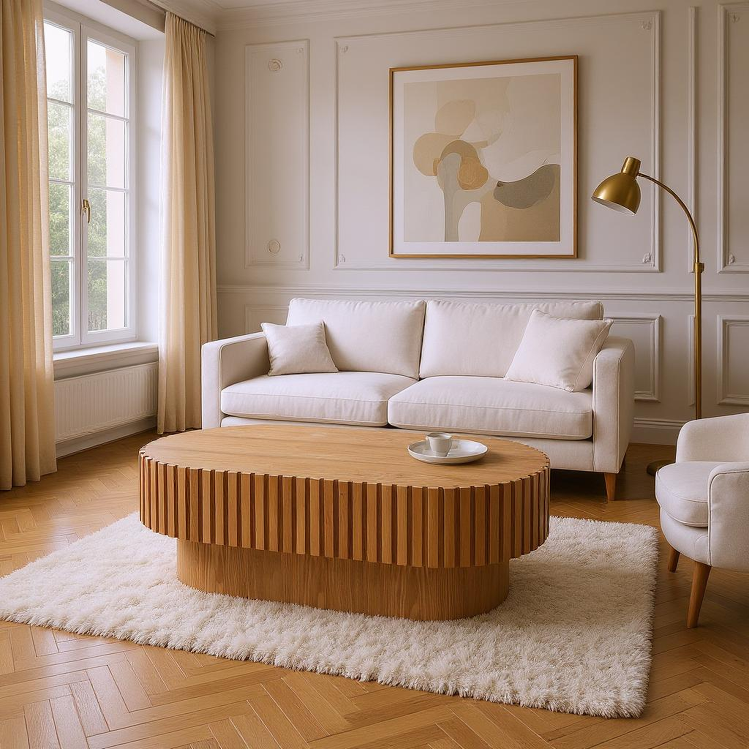 Modena 43.7" Oval Wooden Coffee Table – HomyCasa