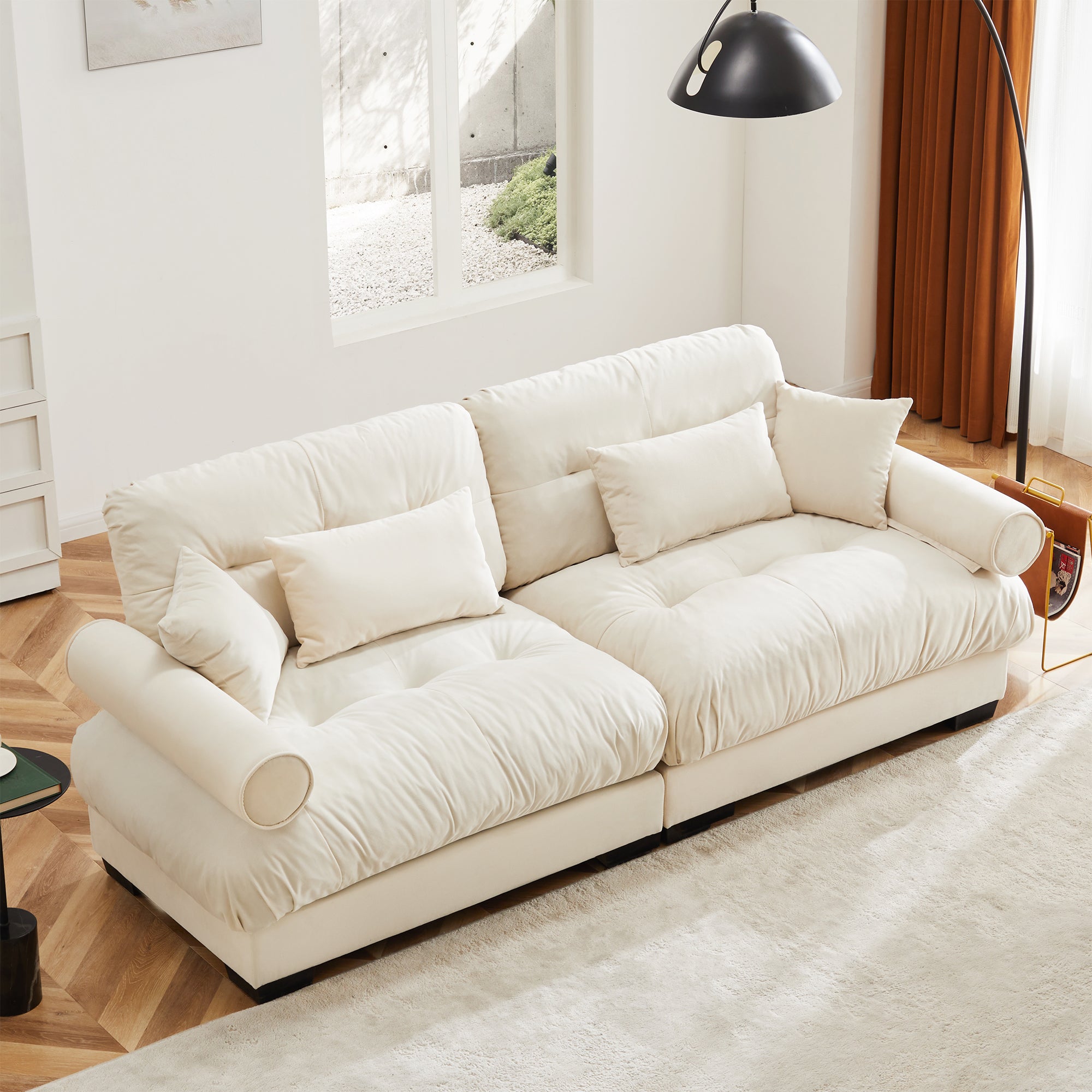 Napa 94" Modular Velvet Upholstered 2-Seater Sofa with Bolstered Armre ...