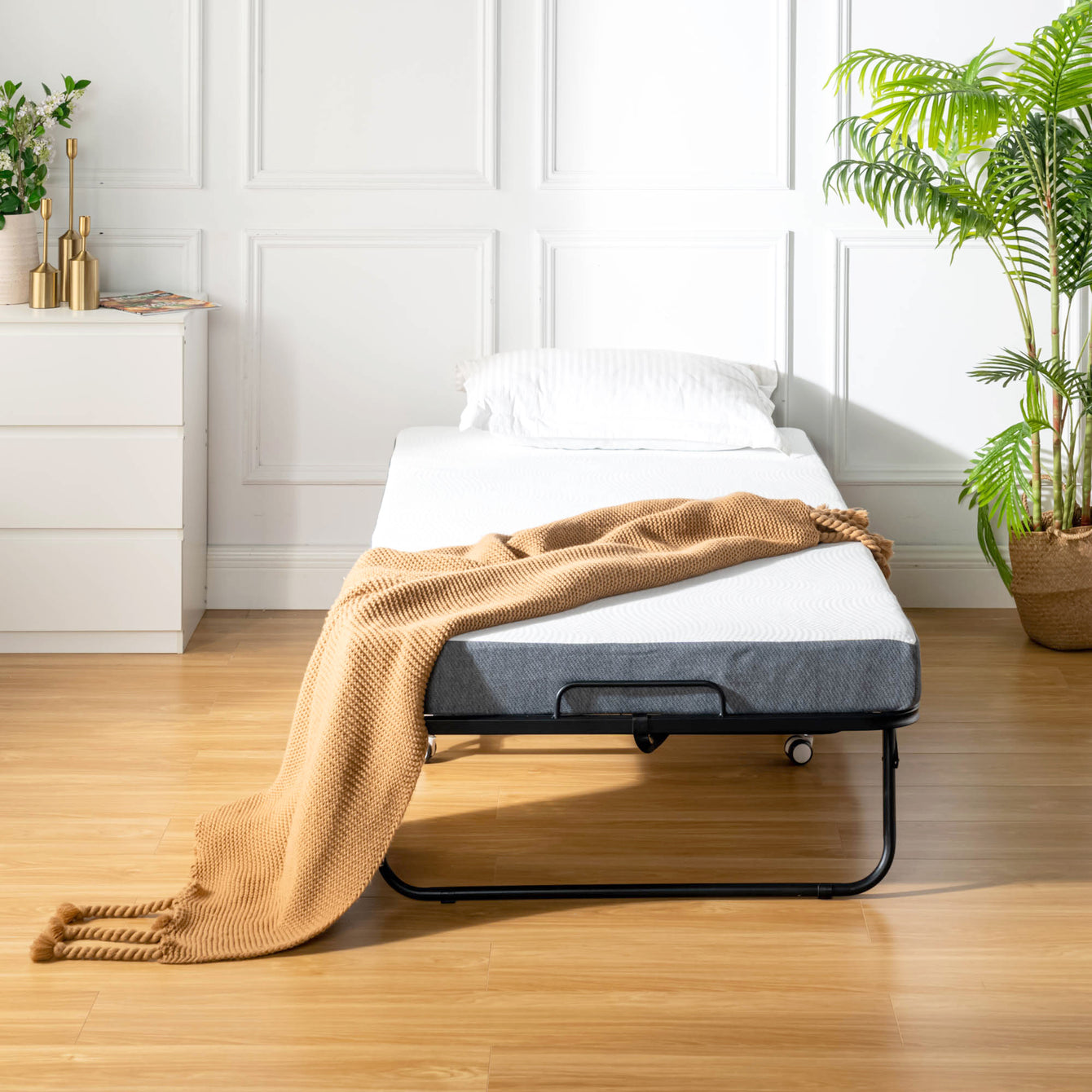 Karen 38" Comfortable Folding Bed with Mattress Space Saving Design fo ...