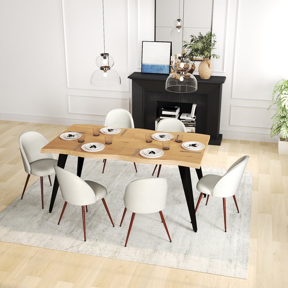 Homy Casa Lancelot 63” Dining Table for 6 Solid Wood Look Wavy Edge ...