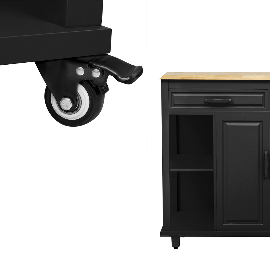 Athens 47" Rolling Kitchen Island with Extendable Dining Table and Pow ...