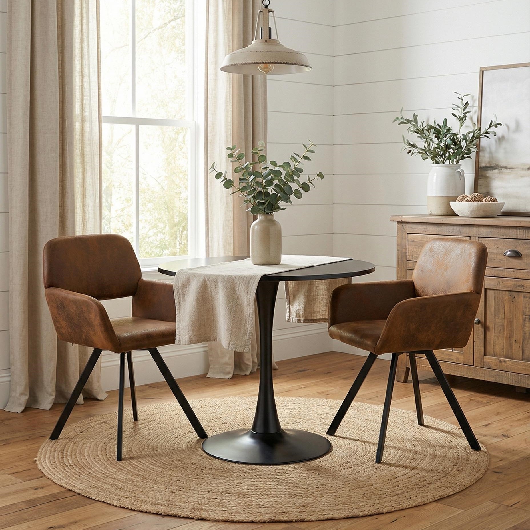 Clift 3 Piece Black Dining Table Set with 2 California Chairs, Suede B ...