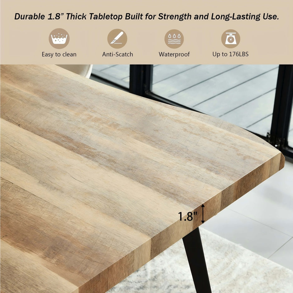 Homy Casa Lancelot 63” Dining Table for 6 Solid Wood Look Wavy Edge ...